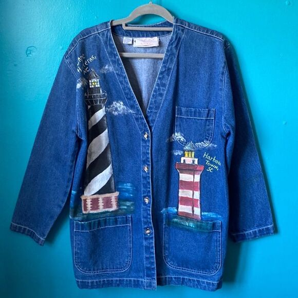 Vintage | Jackets & Coats | Vintage8s Denim Hand Paintedjacket With ...
